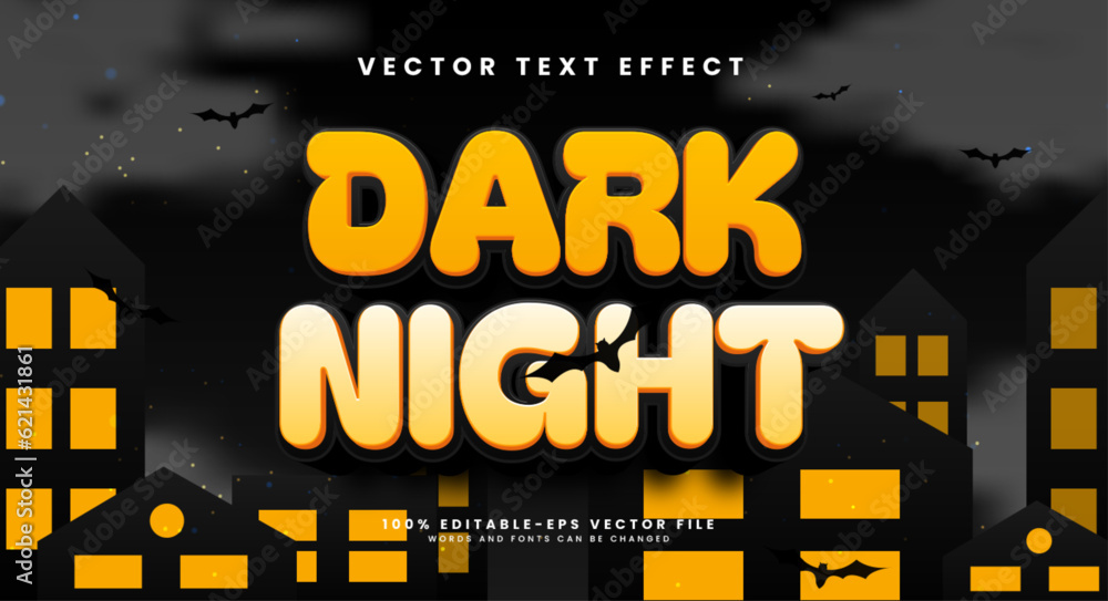 Dark night editable vector text effect, Monster pumpkins cartoon ...