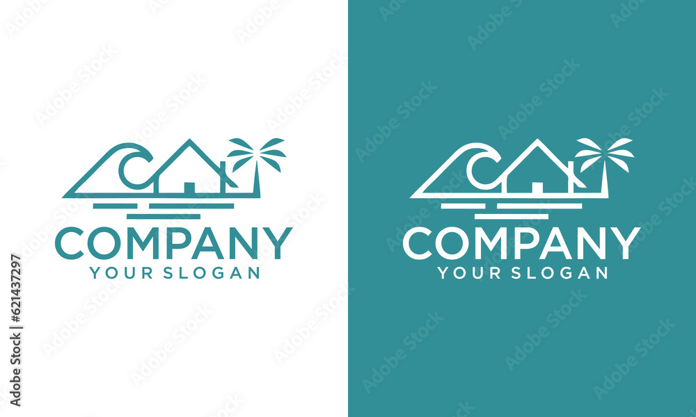 Beach House Logo Design Real Estate Logo Beach Resort Villa Beach beach-house-logo-design-real-estate-logo-beach-resort-villa-beach