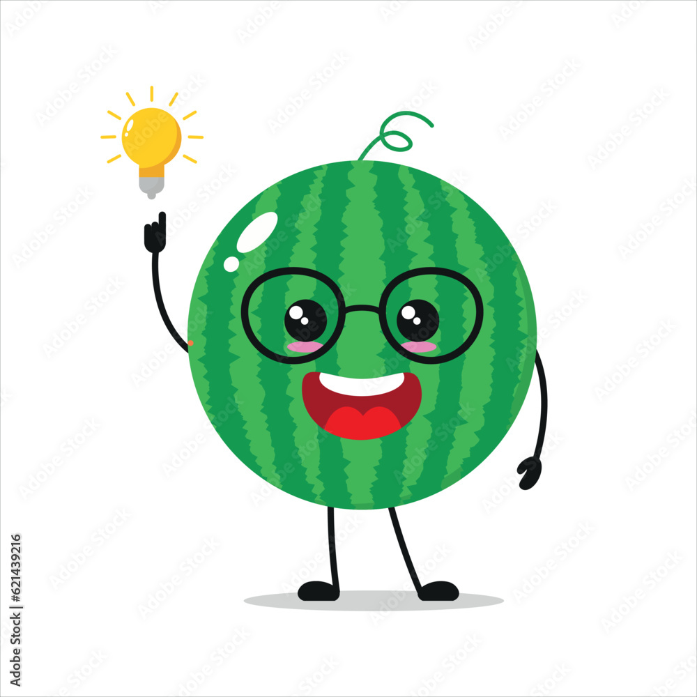 Cute smart watermelon character. Funny watermelon got inspiration idea ...