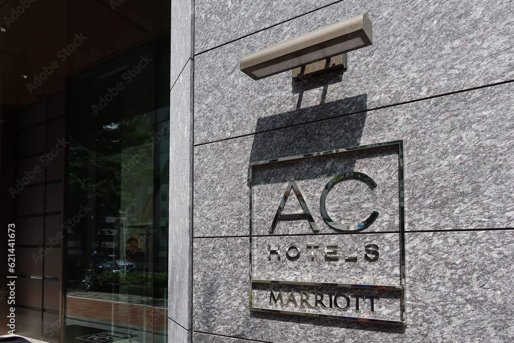 AC Hotel by Marriott Tokyo Ginza outside sign in Tokyo, Japan. June 29 ...