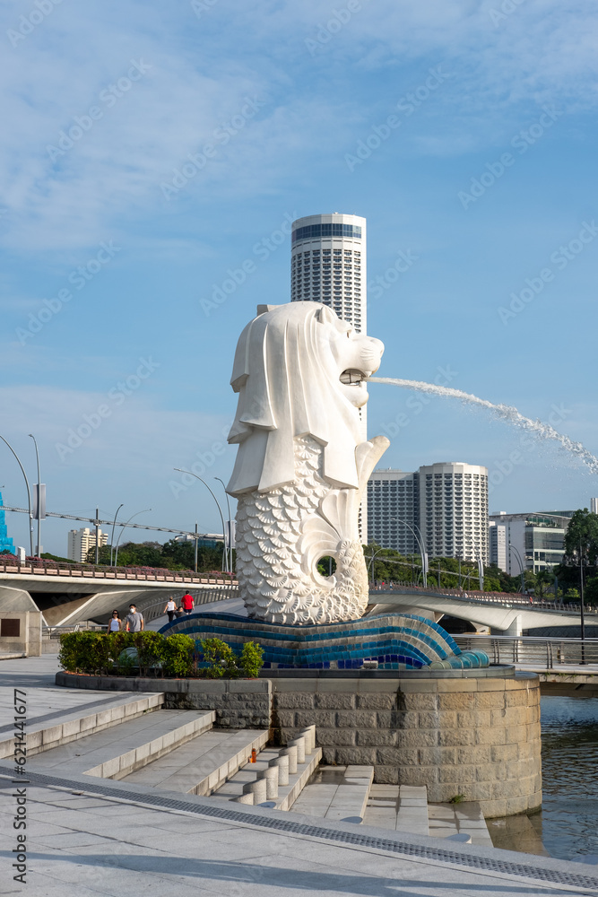 Singapore - 22 October 2022: Merlion Statue at Merlion Park, it is a ...