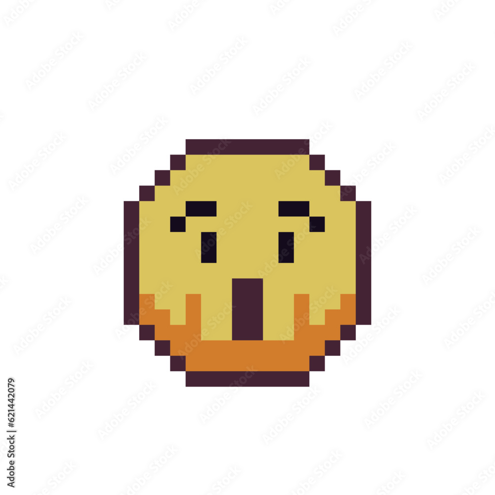 Thin surprised face, smile pixel art flat style icon, emoticon, man ...