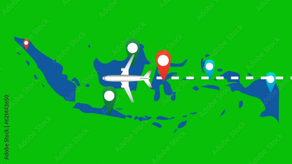 graphic animation of an airplane flying over maps of Europa towards a ...