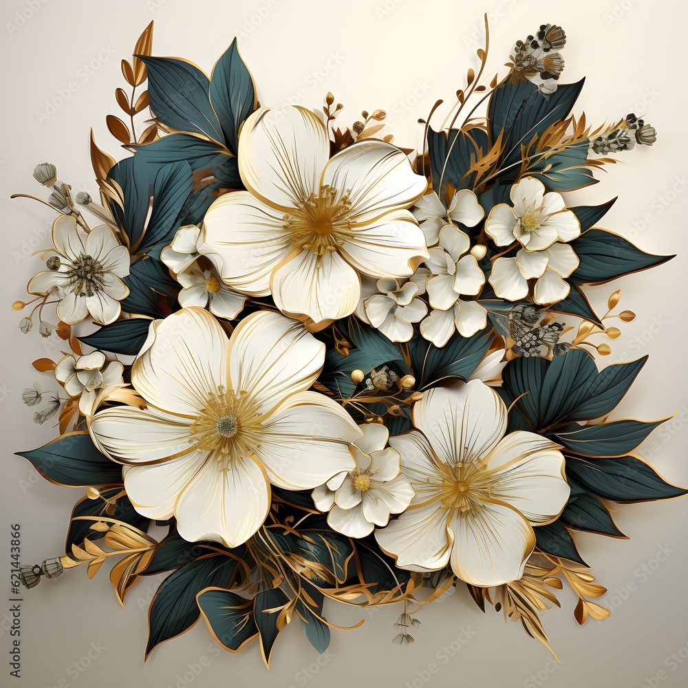 White background with gold frame and aesthetic color. AI Generative ...