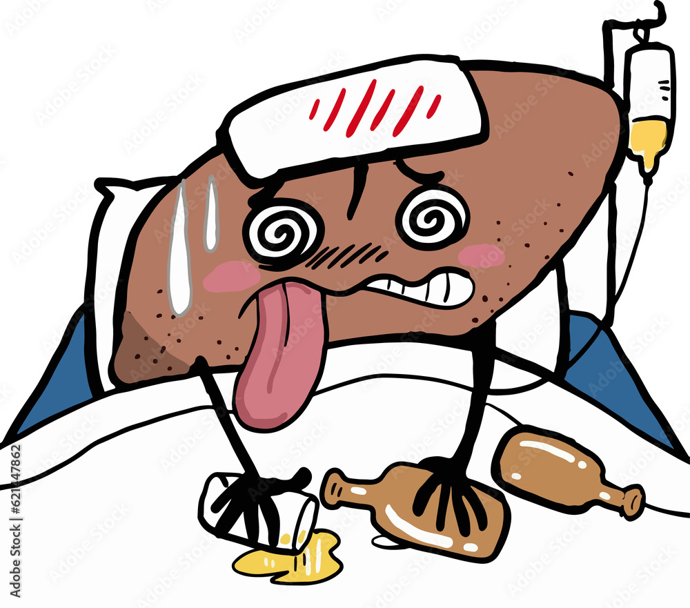 Set the concept of human liver damage. Health. Fatty, fibrosis ...