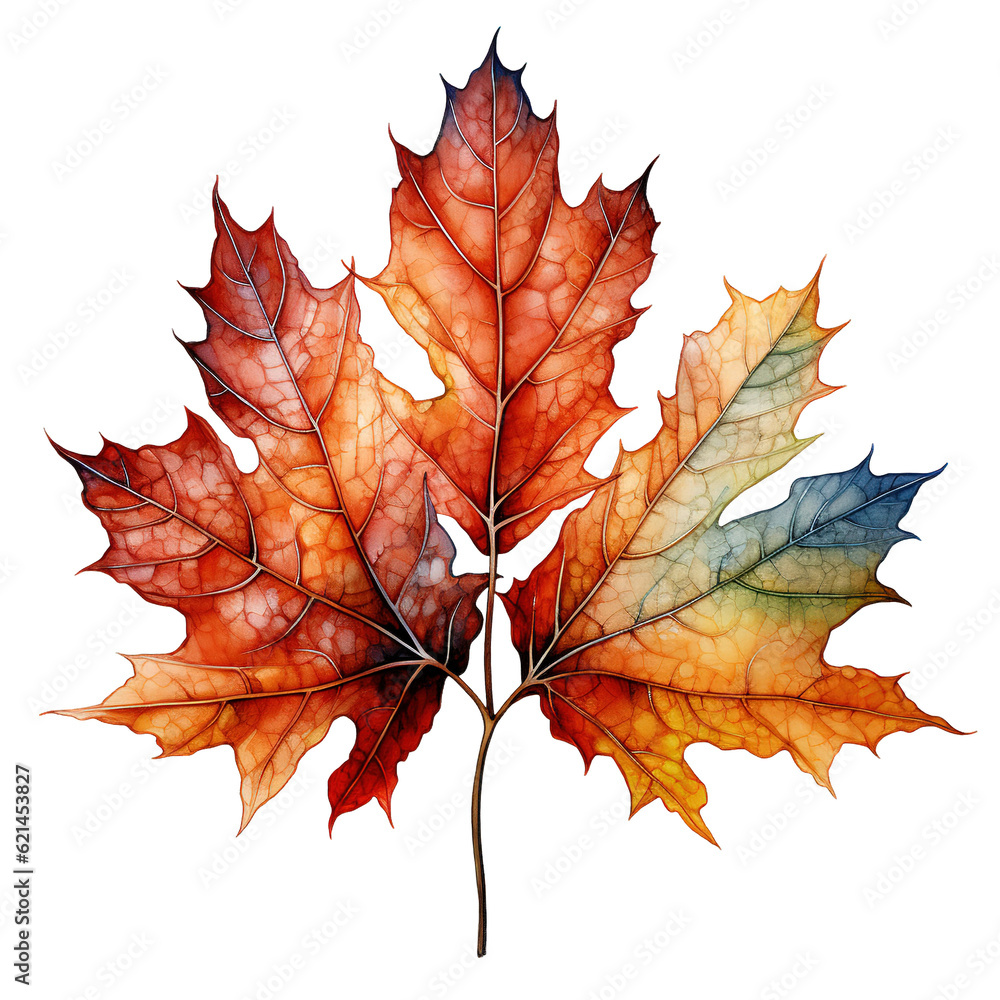 Watercolor Fall Autumn Maple Leaf Clipart isolated on Transparent ...