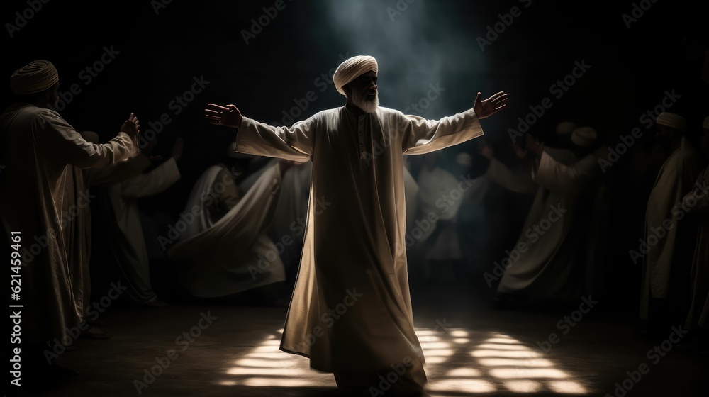 Sufi zikr worshipers pray in the mosque Stock Illustration | Adobe Stock