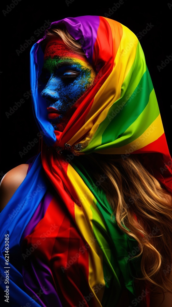 vibrant pop art piece that combines the rainbow flag of the LGBTQ+ ...