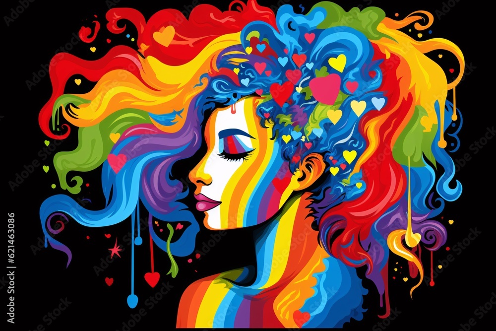 vibrant pop art piece that combines the rainbow flag of the LGBTQ+ ...