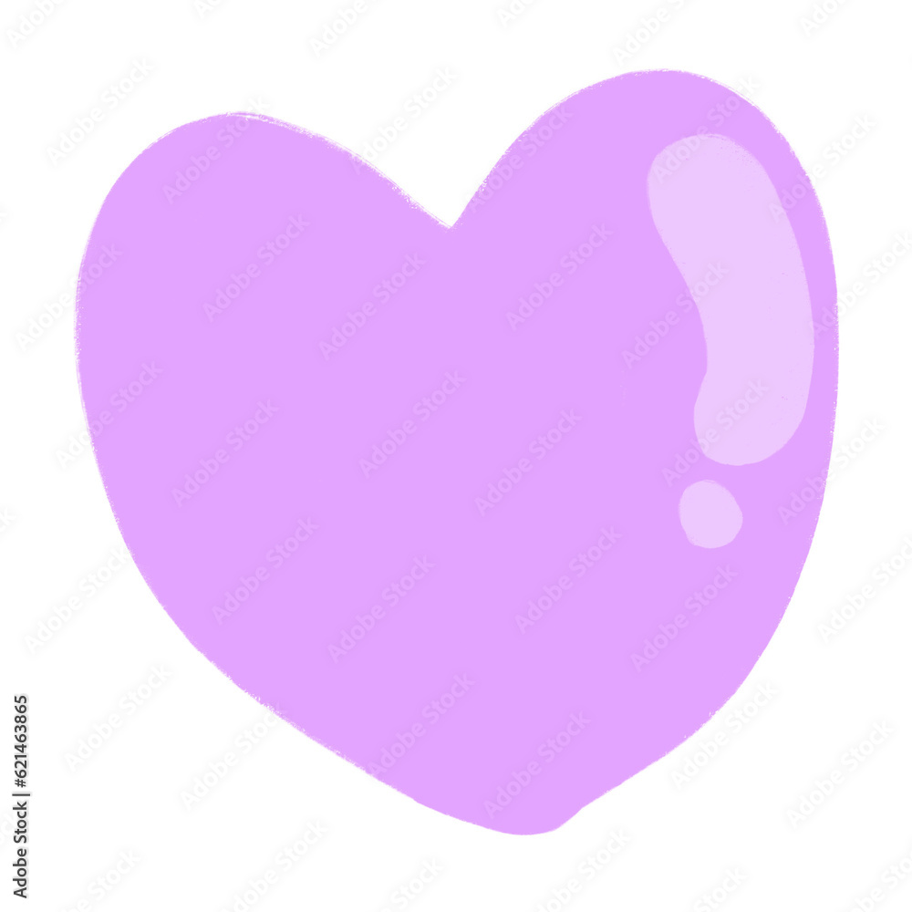 Purple Heart Cartoon illustration Cute Heart Hand Drawn Stock ...