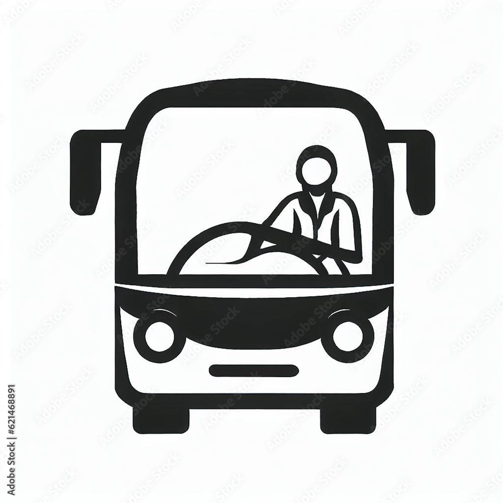 bus driver black and white digital art logo. Stock Illustration | Adobe ...