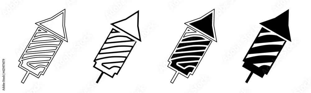 Black and white illustration of a firework rocket. Firework rocket icon ...