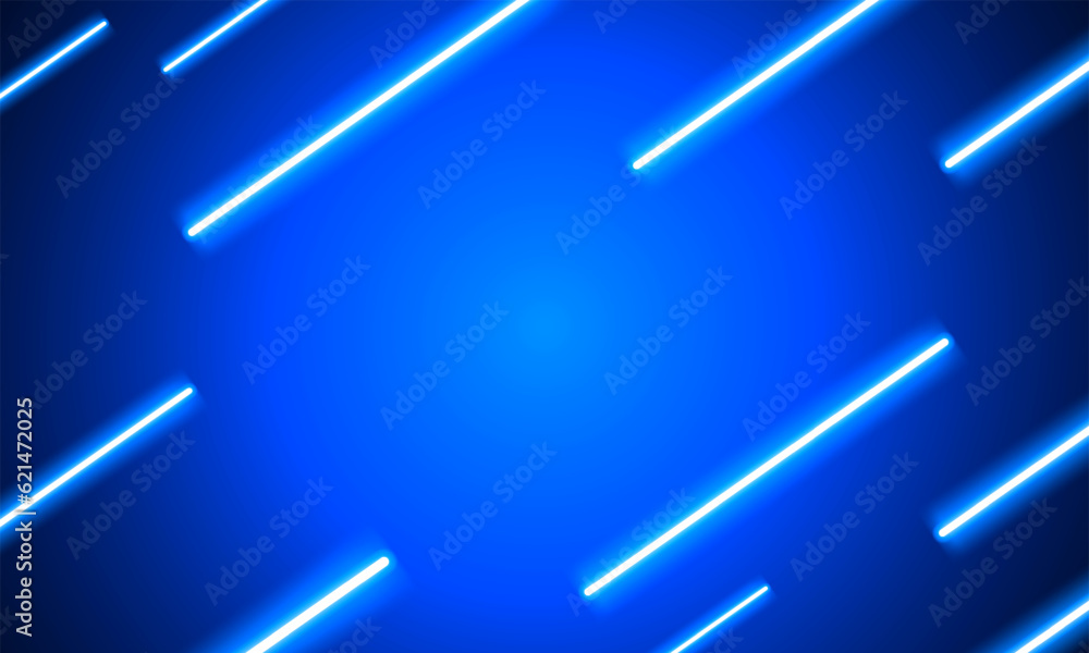Abstract Neon lights blue abstract room with neon lamp lighting striped ...