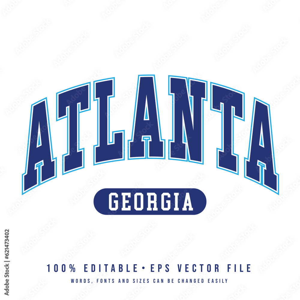Atlanta text effect vector. Editable college t-shirt design printable ...