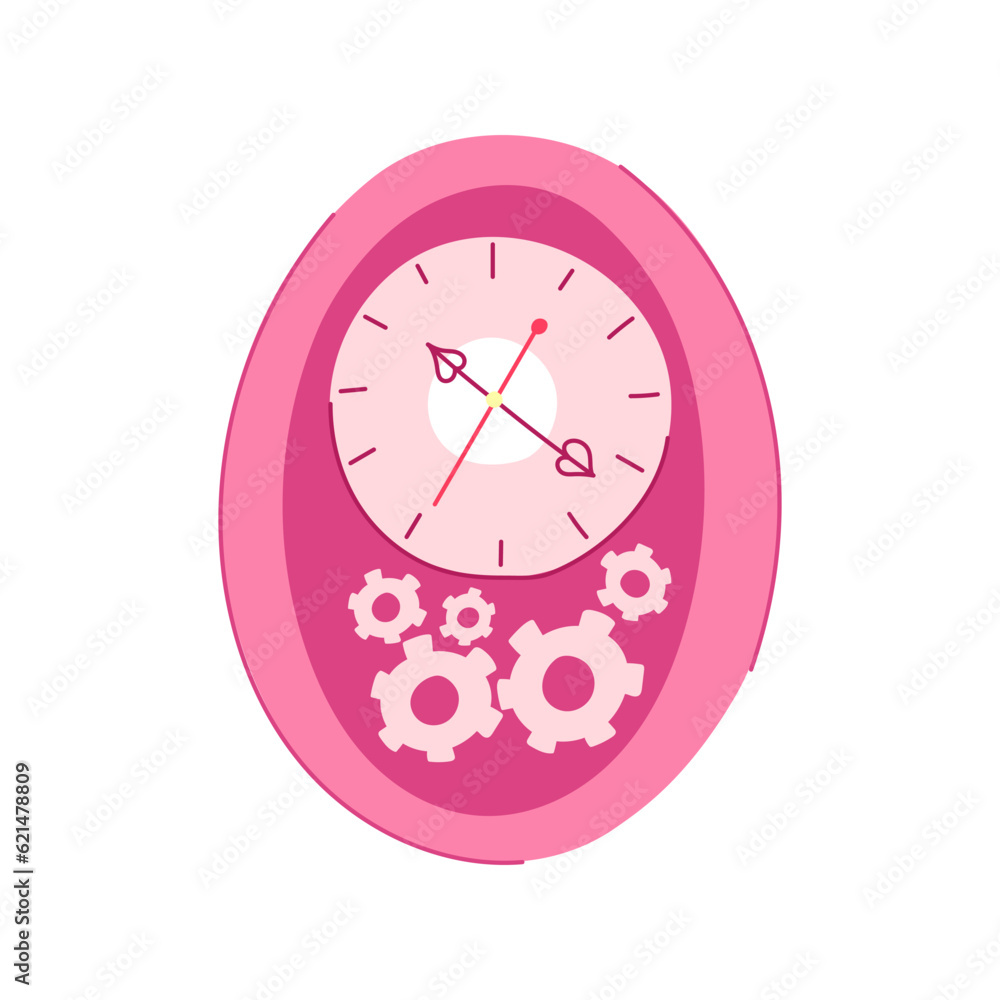 time wall clock cartoon. circle round, hour minute, object second time ...
