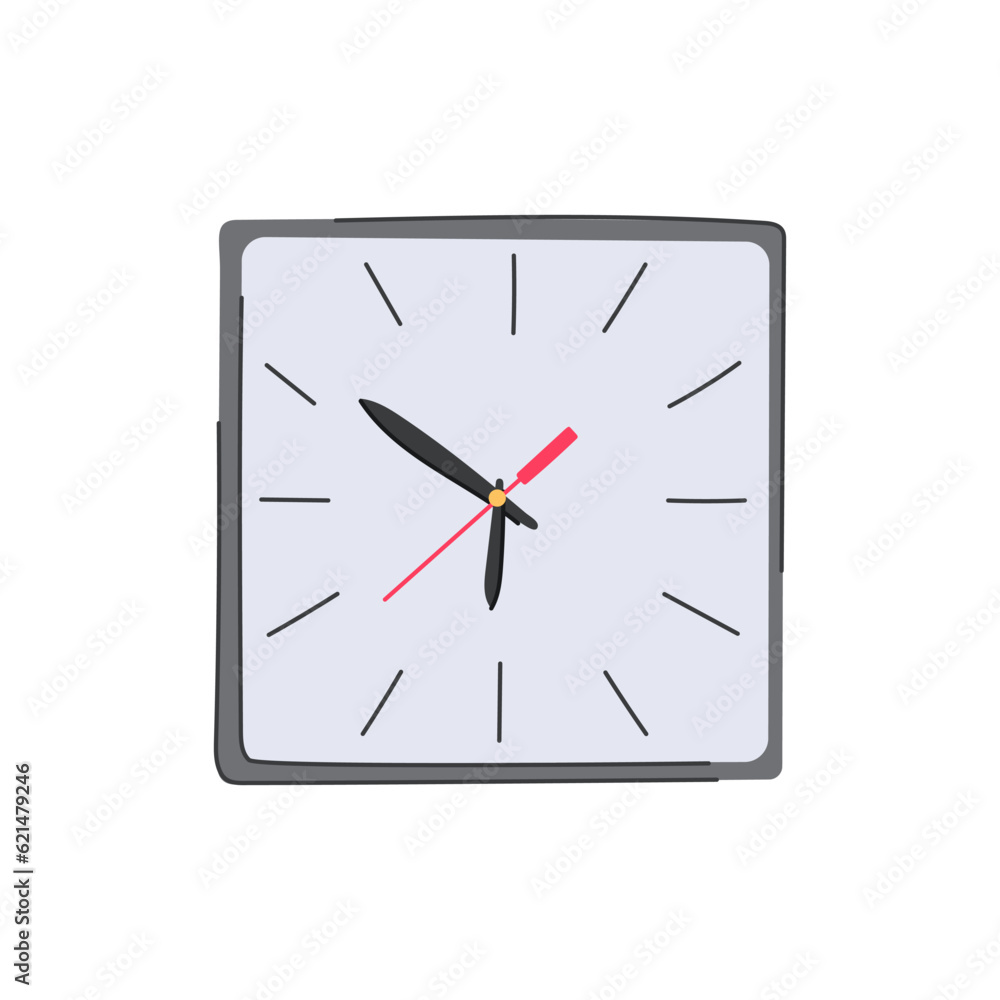 minute wall clock cartoon. object second, office modern, timer pointer ...