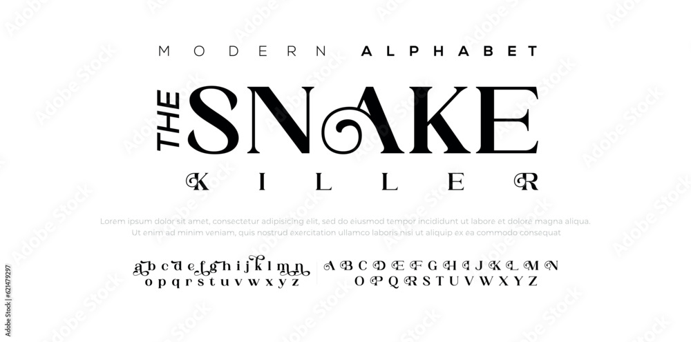 Snake abstract digital technology logo font alphabet. Minimal modern ...