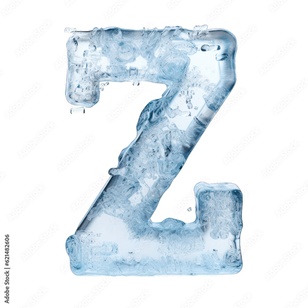 isolated letter Z in frozen ice texture, alphabet abc font typography ...