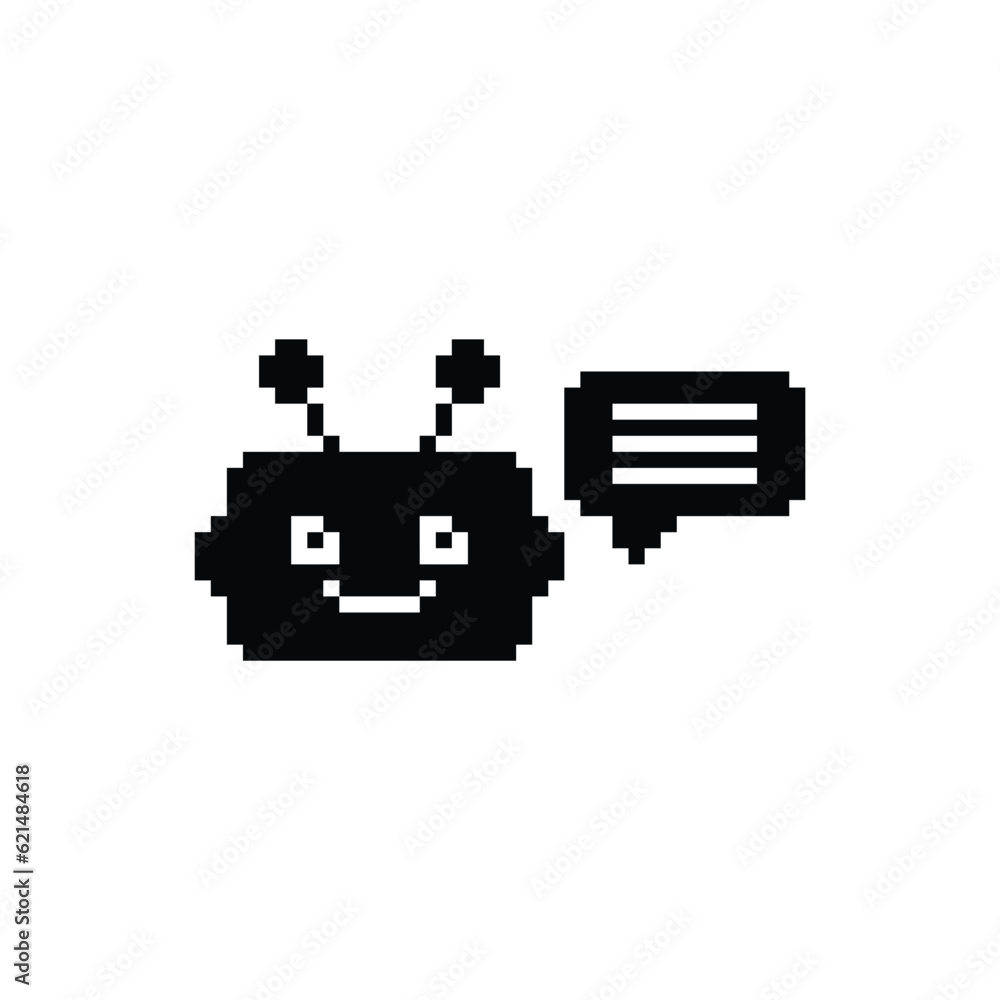 chatbot icon 8 bit, pixel art icon for game logo. Stock Vector | Adobe ...