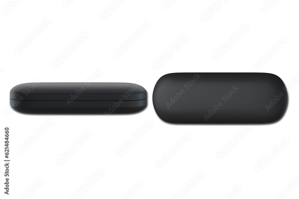 Blank black closed glasses case mockup set, isolated, 3d rendering ...