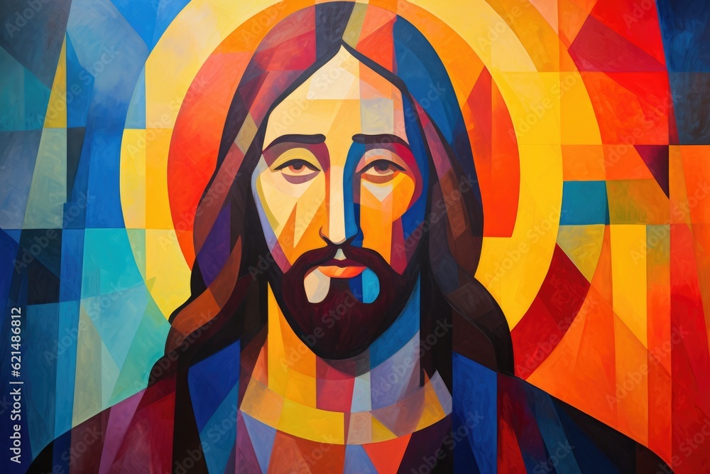 Jesus Christ, colorful abstract background, digital painting, vector ...