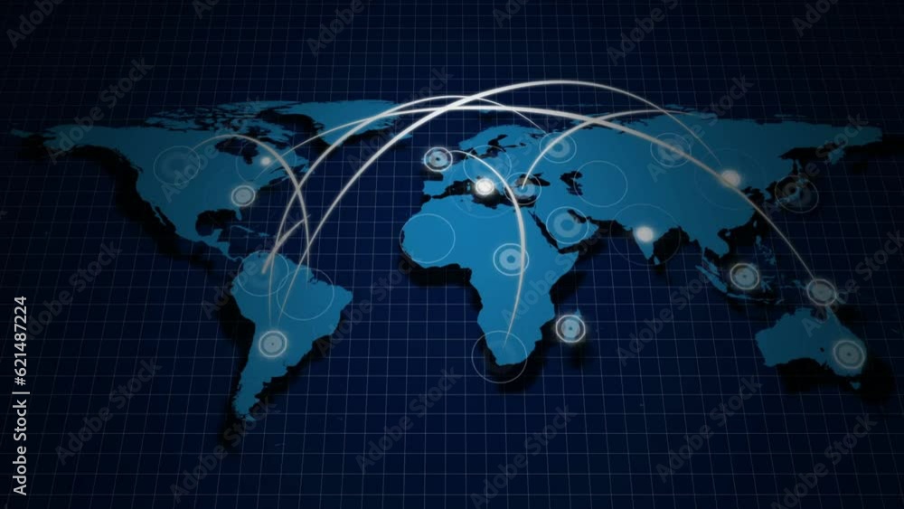 global internet communication network growing around planet Earth ...