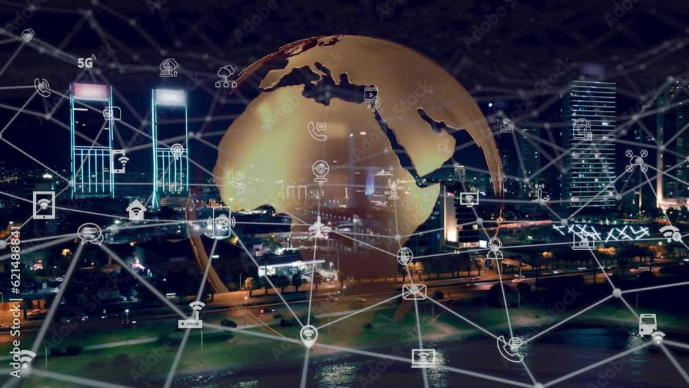 Smart city IOT internet of thing ICT digital technology futuristic ...