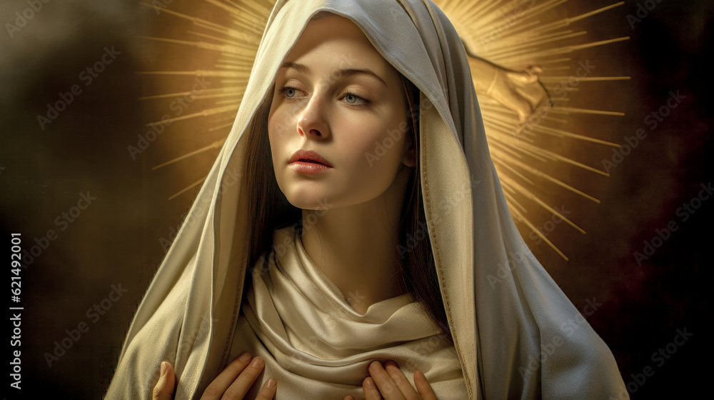 Modern Portrait Illustration of the Adoration of the Holy Mary ...