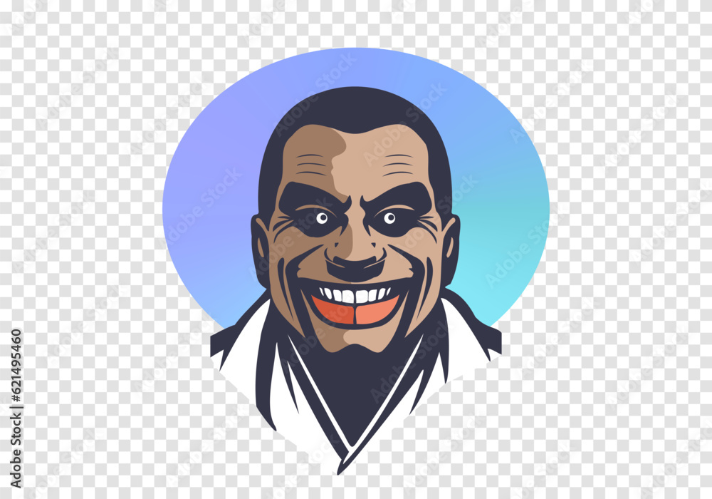 Vector strange terrible unusual portrait of a large smiling man with ...