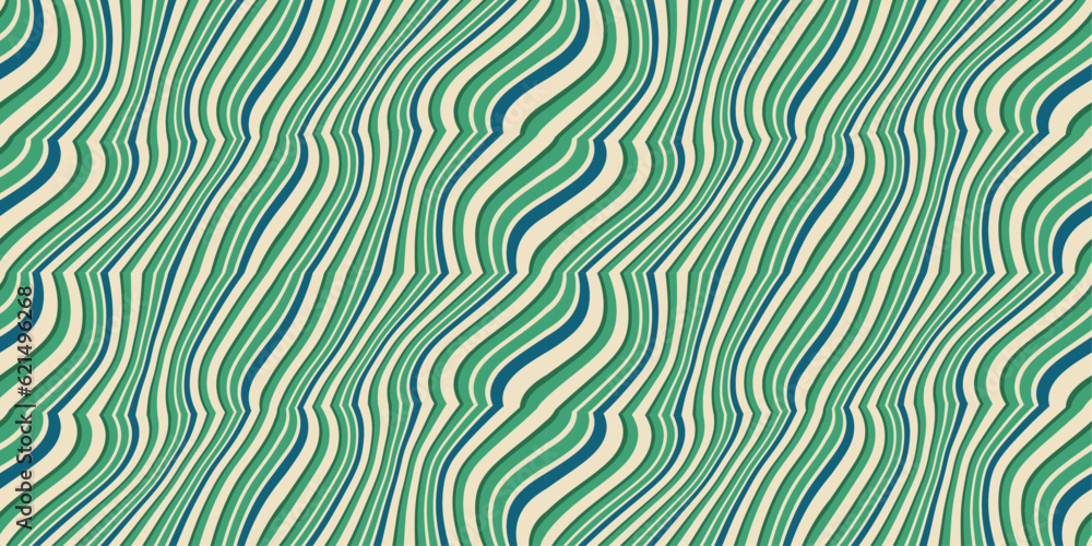 Green curves and diagonal stripes. Seamless and endless pattern. For ...