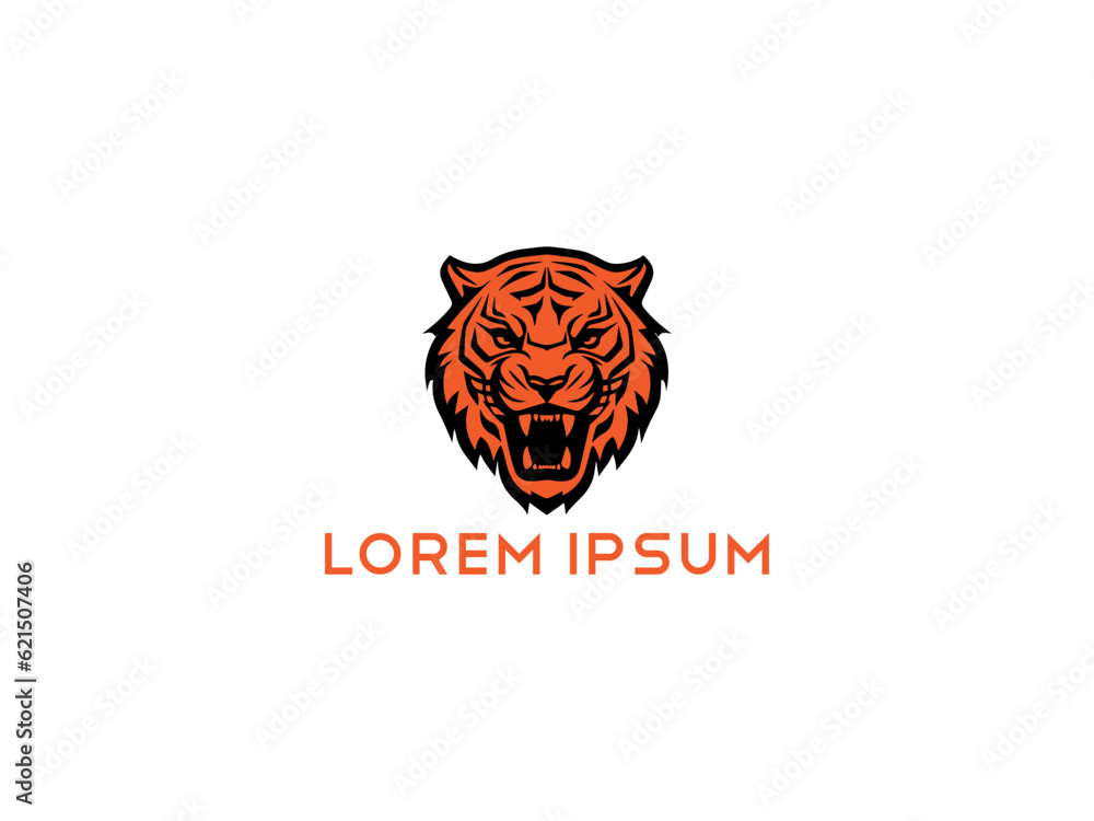 Tiger logo, simple and colorful illustration, transparent background ...