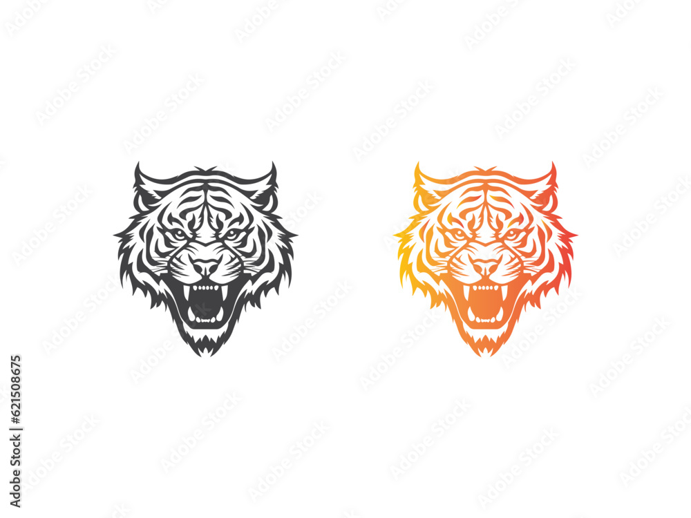 Tiger logo, simple and colorful illustration, transparent background ...
