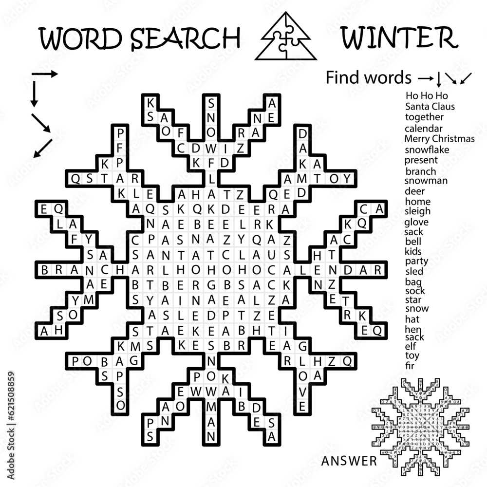 Word Search Crossword Puzzle Snowflake Winter Find The Listed Words word-search-crossword-puzzle-snowflake-winter-find-the-listed-words