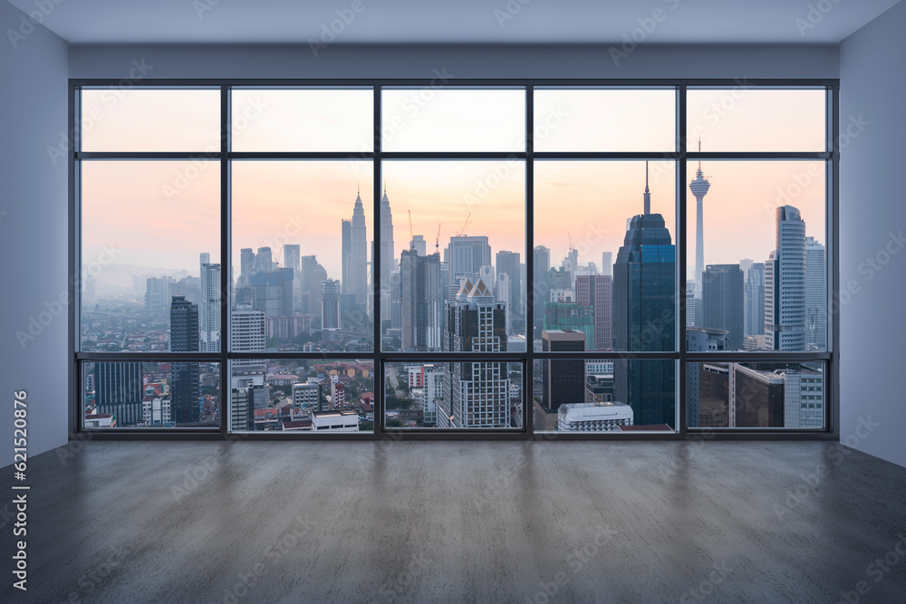 Empty room Interior Skyscrapers View Malaysia.Downtown Kuala Lumpur ...