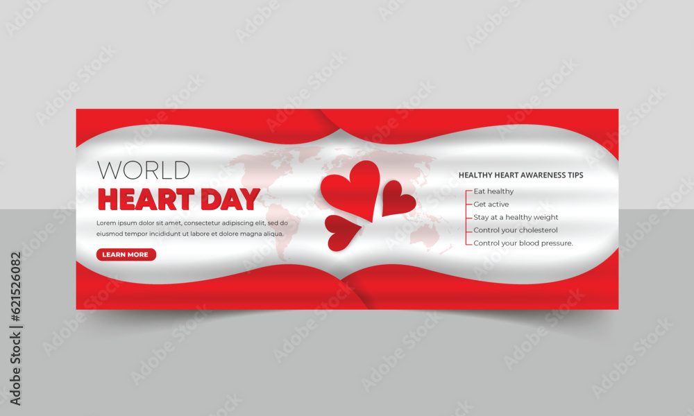 Banner for World Heart Day Facebook cover. design world heart day ...