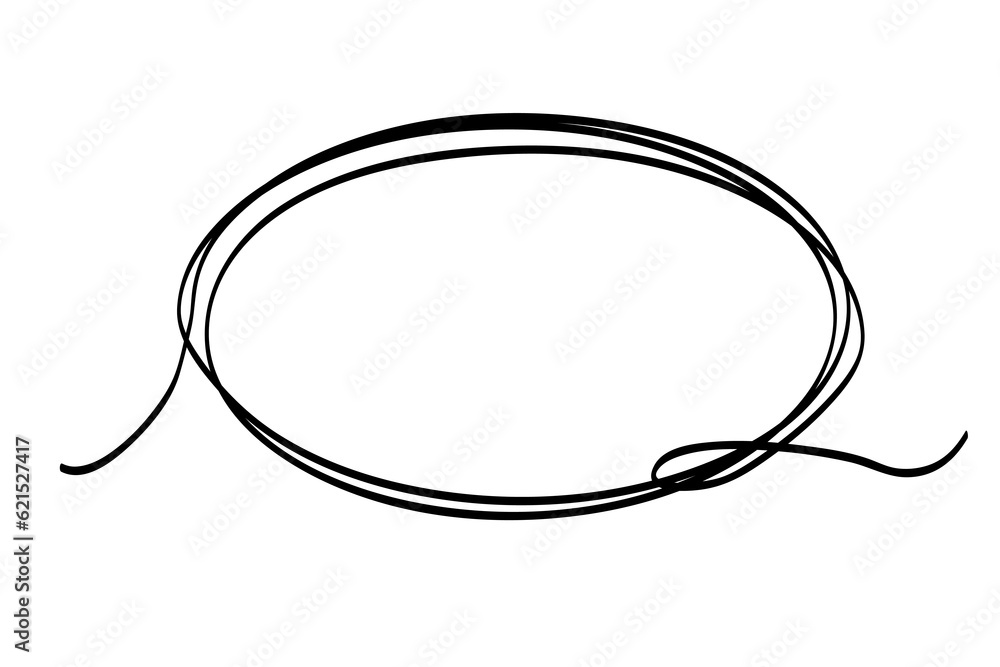 oval simple vector hand draw sketch black vector line art continuous ...