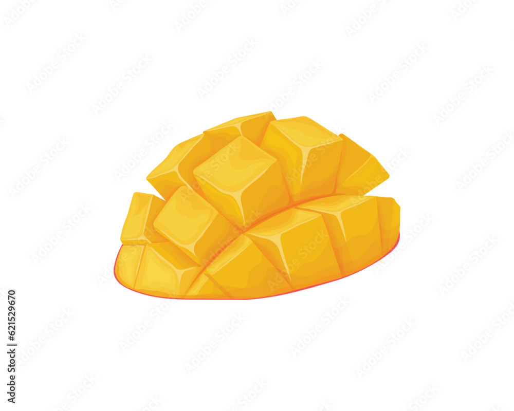 Mango Juicy Ripe Mango Sliced Into Pieces Juicy Tropical Fruit Sweet Vegetarian Product