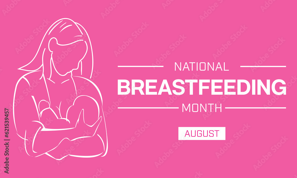 National Breastfeeding Month design with a line drawing of a mother ...