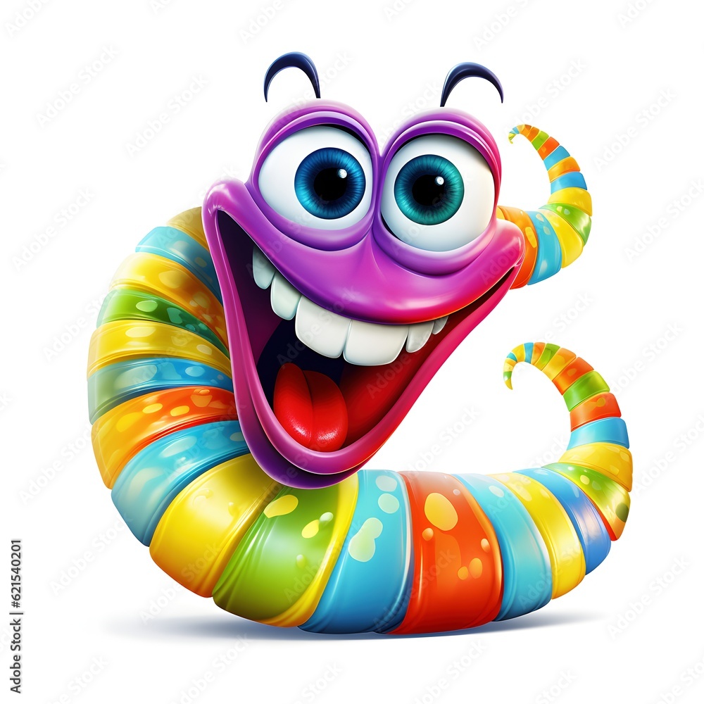 Worm smile a very cute colorful caterpillar with big eyes Stock ...