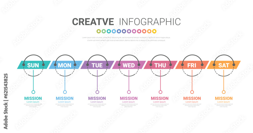 Timeline business for 7 day, 7 options, infographic design vector and ...
