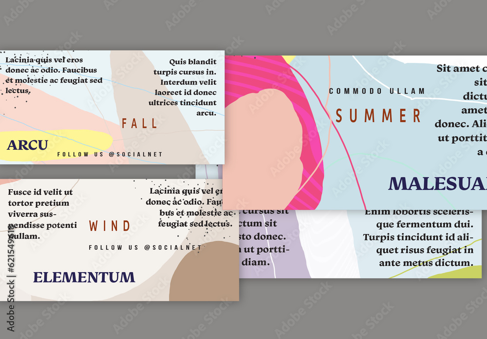 Web Banner Layout Overlapping Blobs Textured With Spots And Lines Stock ...