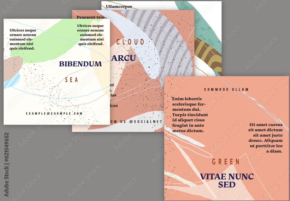 Social Media Square Post Layout Overlapping Blobs Textured With Spots ...