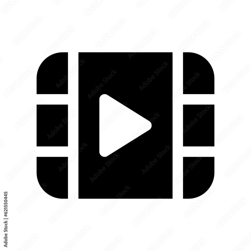 Editable vector video movie clip icon. Black, transparent white ...