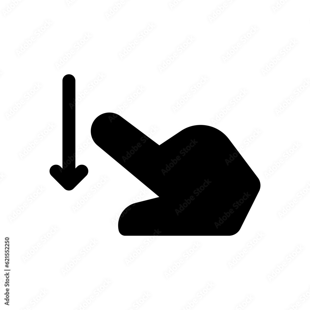 Editable one finger swipe down vector icon. Part of a big icon set ...