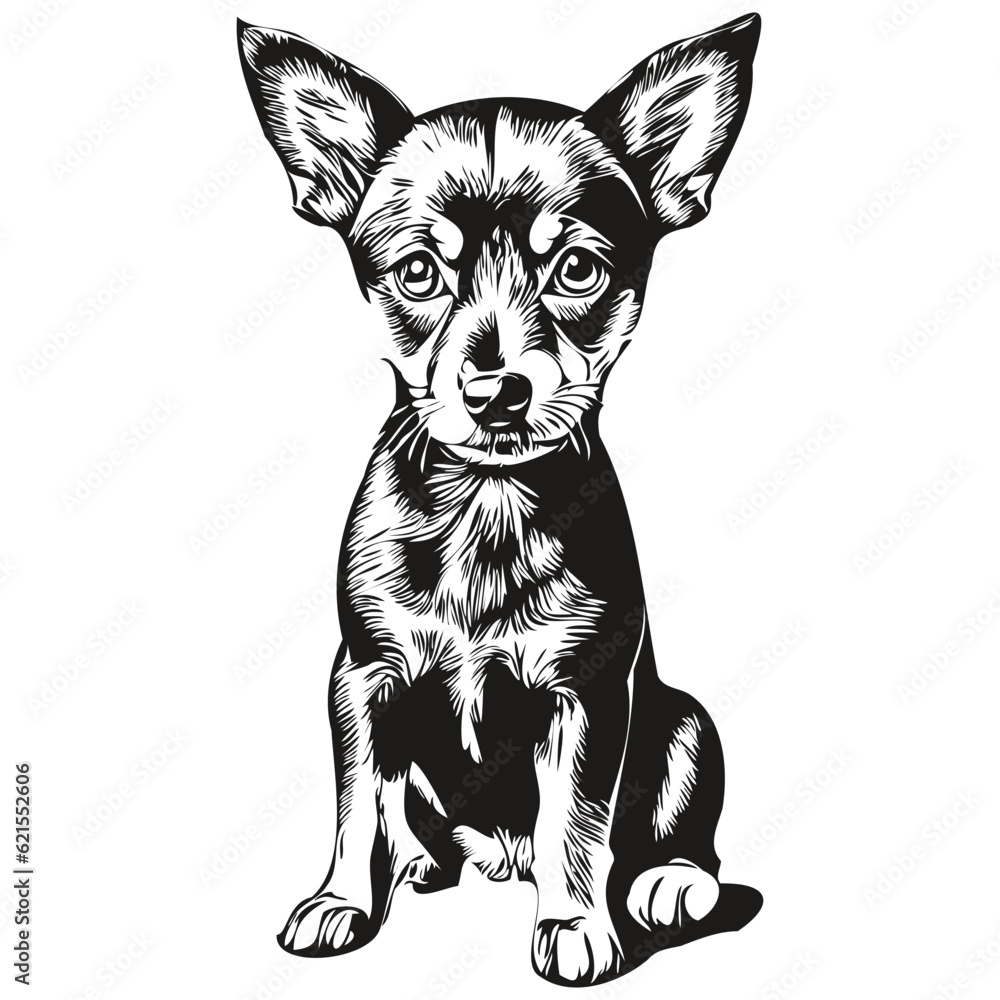 Miniature Pinscher dog pencil hand drawing vector, outline illustration ...
