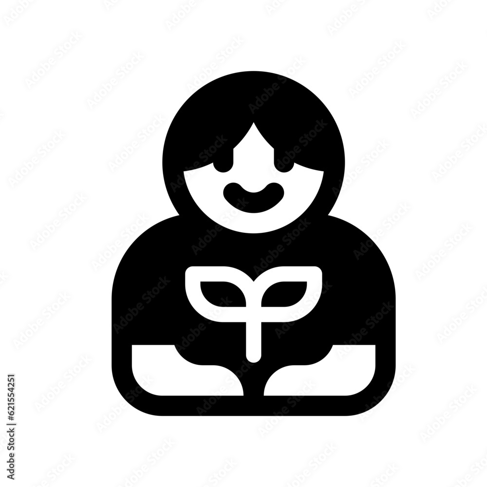 Editable person planting a tree, plant, gardening vector icon ...