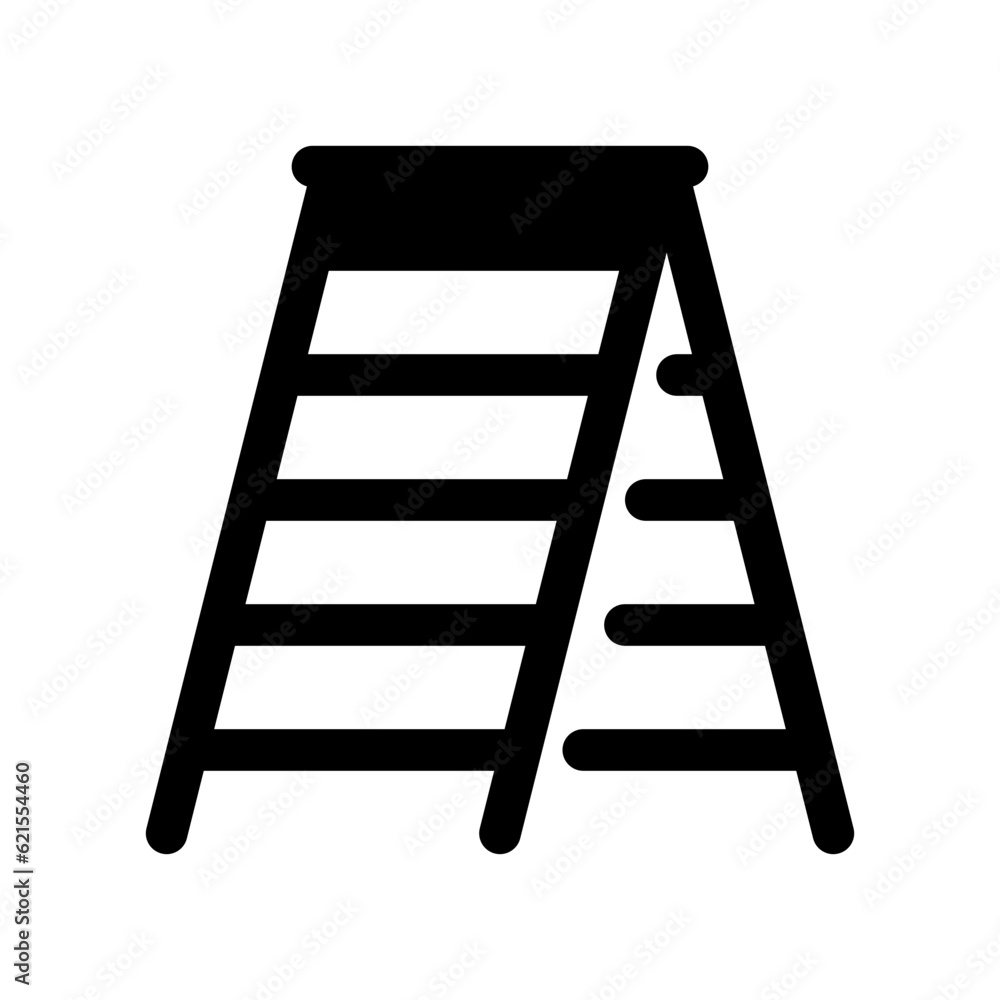 Editable folding ladder, step, stepladder vector icon. Construction ...