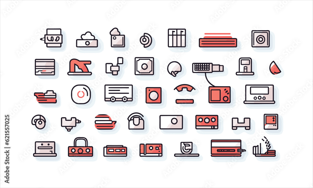 Content line symbols set. Set of video and audio line icons. Collection ...