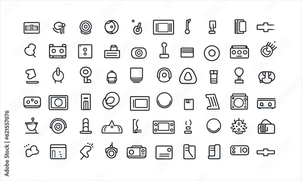 Content line symbols set. Set of video and audio line icons. Collection ...