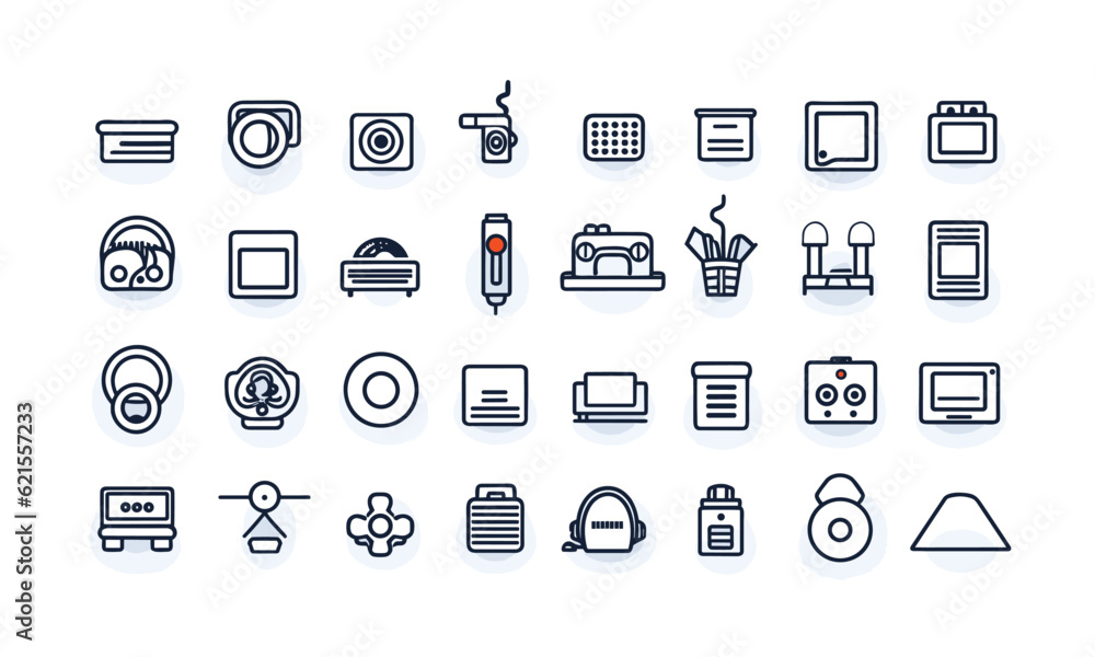 Content line symbols set. Set of video and audio line icons. Collection ...